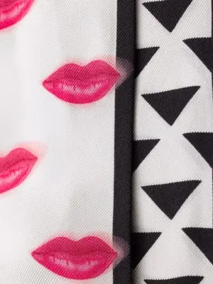 Prada Printed Silk Twill Skinny Scarf - Black