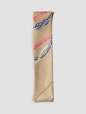 Prada Printed Silk Twill Skinny Scarf - Brown