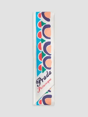 Prada Printed Silk Twill Skinny Scarf Multicolored