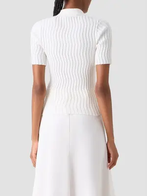 Akris Wave Rib-knit Stretch Silk-cotton Polo Top