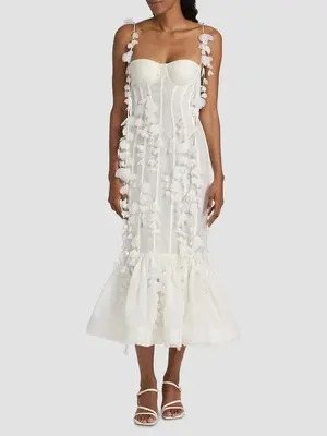 Zimmermann Dawning Petal Linen-silk Midi-dress