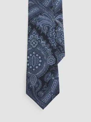 Ralph Lauren Purple Label Paisley Silk Neck Tie - Navy