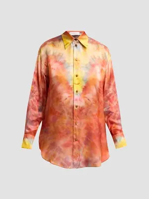 Zimmermann Alchemy Tie-dye Silk Satin Shirt