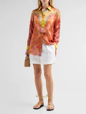 Zimmermann Alchemy Tie-dye Silk Satin Shirt