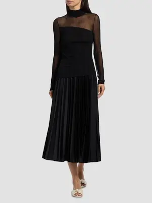 JASON WU Crepe Satin Pleated Midi-skirt
