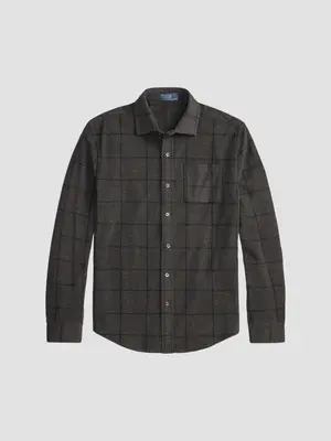 Polo Ralph Lauren Glen Plaid Stretch-knit Flannel Shirt - Grey Multi