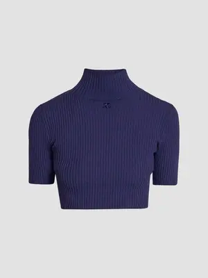COURREGES Rib-knit Crop Top - Work Blue