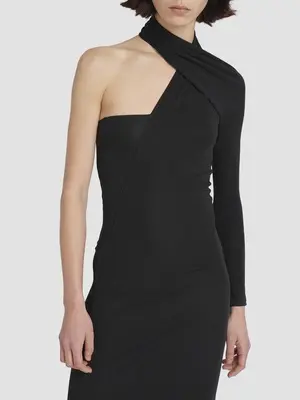 COURREGES One-shoulder Crepe Jersey Gown