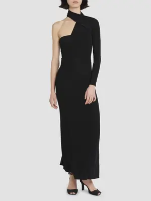 COURREGES One-shoulder Crepe Jersey Gown