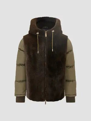LYLA GRANT Faux Fur Mink Quilted Coat - Army Green