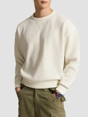 Polo Ralph Lauren Waffle-knit Sweatshirt - Trophy Cream