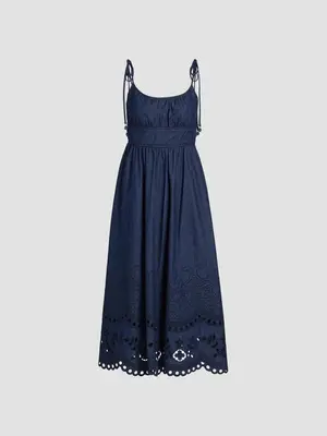 Zimmermann Mahon Broderie Denim Midi-dress