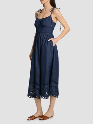 Zimmermann Mahon Broderie Denim Midi-dress