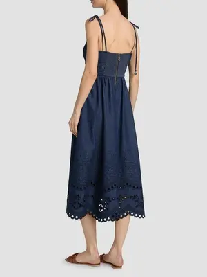 Zimmermann Mahon Broderie Denim Midi-dress
