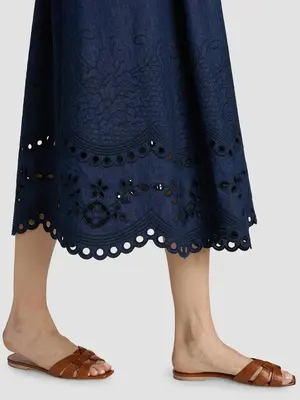Zimmermann Mahon Broderie Denim Midi-dress