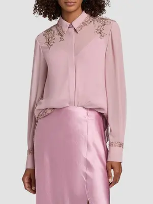 JASON WU Lace-detailed Crepe Chiffon Shirt
