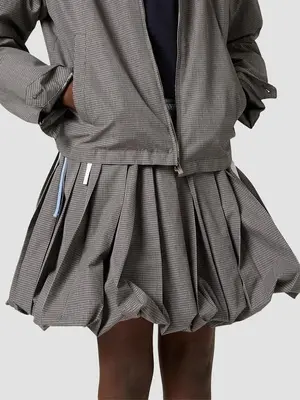 Miu Miu Pleated Gingham Check Skirt - Grey