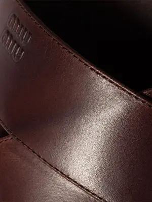 Miu Miu Leather Platform Sandals - Brown