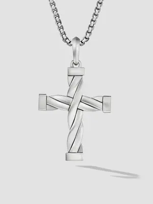 David Yurman Dy Helios Cross Pendant In Sterling 48mm