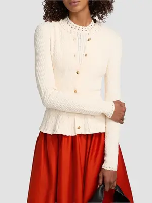 JASON WU Cable-knit Peplum Cardigan