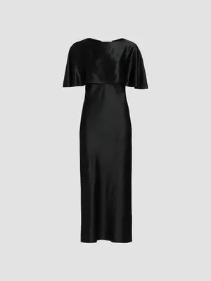 JASON WU Washed-twill Cape-sleeve Midi-dress - Black