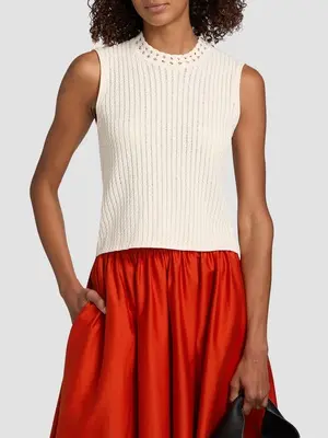JASON WU Cable-knit Sleeveless Top - Plaster