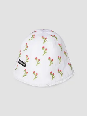 Miu Miu Embroidered Beanie Cap White Red