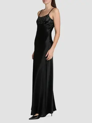 JASON WU Embellished Washed-twill Slip Gown