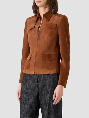 Akris Point Collar Suede Jacket