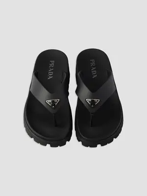 Prada Rubber Thong Sandals - Black