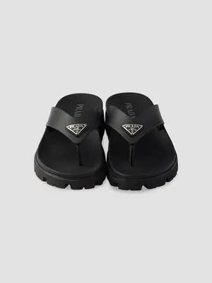 Prada Rubber Thong Sandals - Black