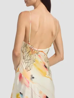 JASON WU Watercolor Floral Lace-trim Slip Gown - Limoncello Multi