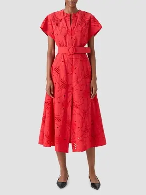 Akris Eyelet Embroidered Cotton Midi Dress