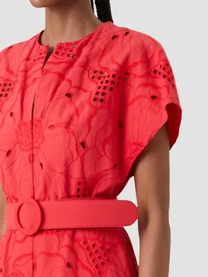 Akris Eyelet Embroidered Cotton Midi Dress