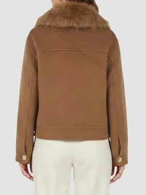 Gorski Select Cashmere And Wool Blend Jacket With Detachable Goat Collar - Camel