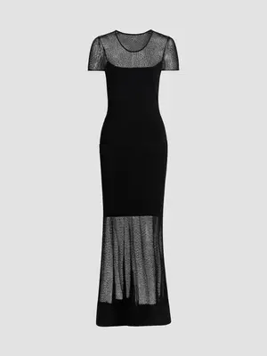JASON WU Sheer Mesh Sheath Maxi Dress - Black