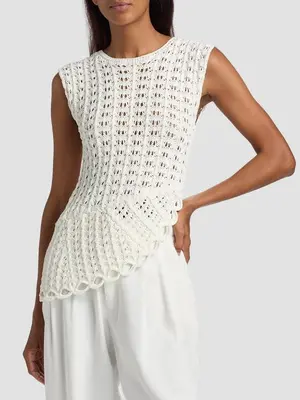 Loulou De Saison Saez Crochet Asymmetric Sleeveless Top