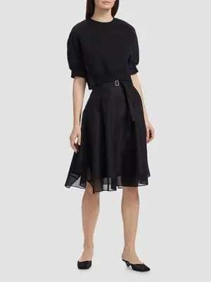 3.1 Phillip Lim Puff Sleeve Cropped Combo Sweatshirt