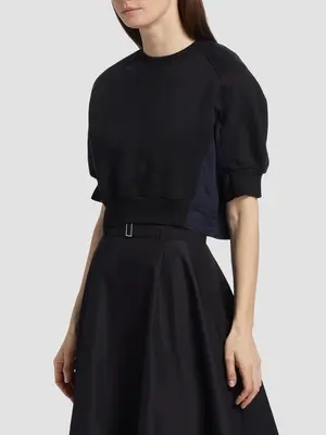 3.1 Phillip Lim Puff Sleeve Cropped Combo Sweatshirt
