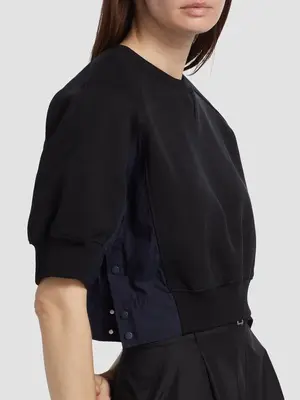 3.1 Phillip Lim Puff Sleeve Cropped Combo Sweatshirt