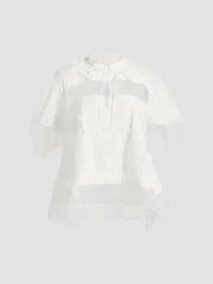 3.1 Phillip Lim Embroidered Cotton Voile & Chiffon Flounce Top - White