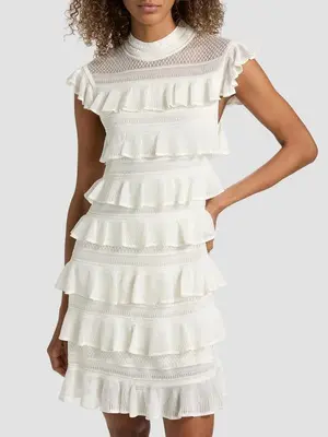 Zimmermann Luna Tiered Lace Frill Minidress