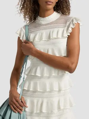 Zimmermann Luna Tiered Lace Frill Minidress