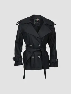 Gorski Belted Trench Jacket Crafted With Vitale Barberis Wool - Black
