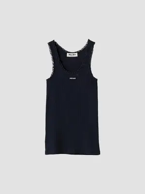 Miu Miu Gart-dyed Cotton Tank Top - Blue