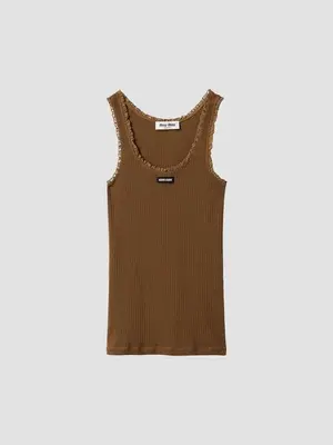Miu Miu Gart-dyed Cotton Tank Top - Brown