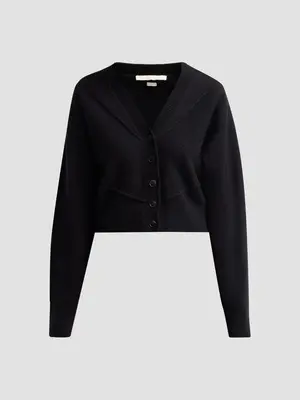 JASON WU Sculptural Merino Wool Cardigan - Black