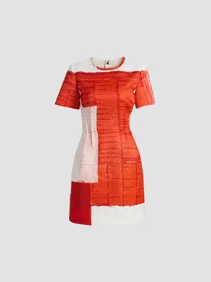 JASON WU Cat Paws Matte Duchess Minidress - Red Multi