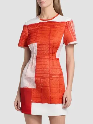 JASON WU Cat Paws Matte Duchess Minidress - Red Multi