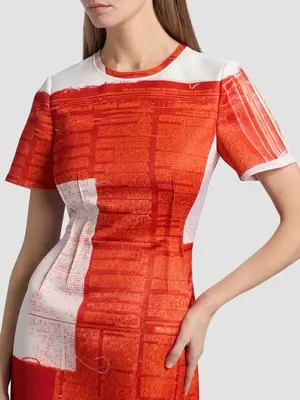 JASON WU Cat Paws Matte Duchess Minidress - Red Multi